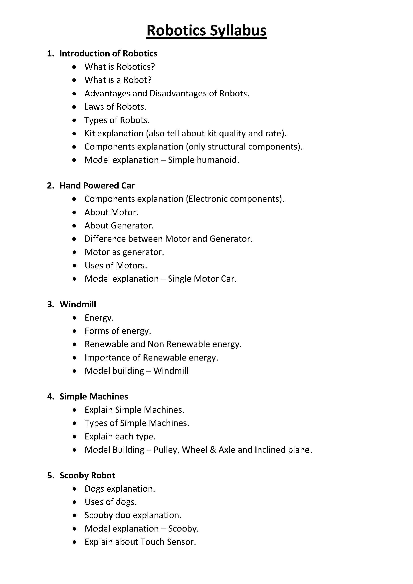 Robotics Syllabus - Wisdom Public School